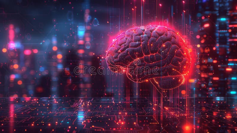 Futuristic Brain with Digital Elements - Generative Ai Stock ...
