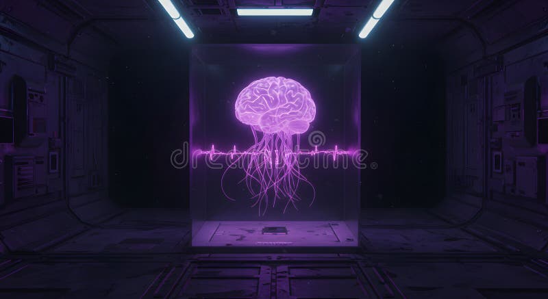Futuristic Brain Display: a Glowing Neurological Enigma in a Sci-Fi ...