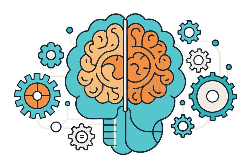Futuristic Brain with Gears Vector Art Symbolizing Knowledge ...