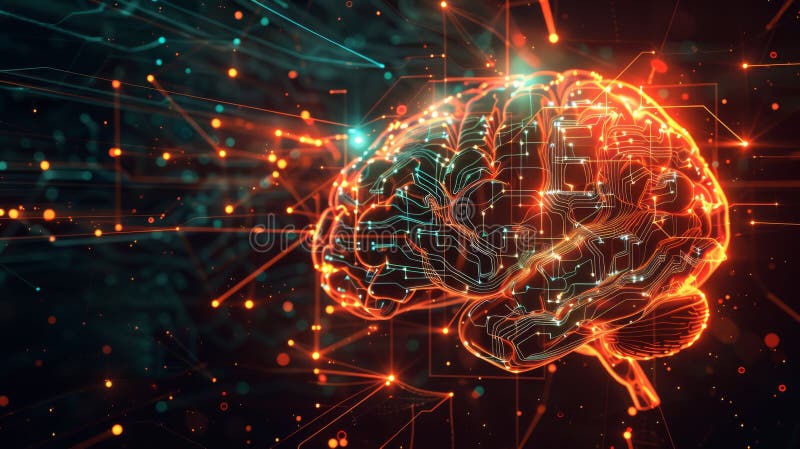 Futuristic Neural Network Brain with Digital Connections, Symbolizing ...