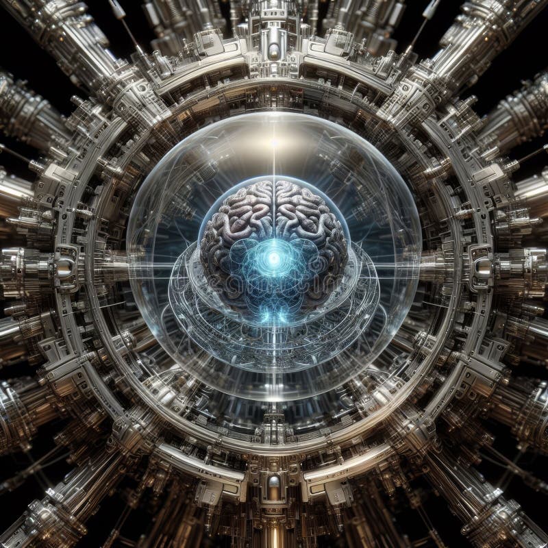 Futuristic Brain in a High-Tech Spherical Chamber Stock Photo - Image ...