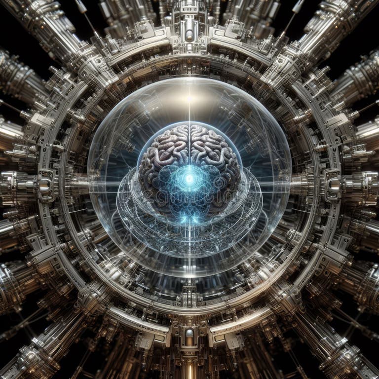 Futuristic Brain in a High-Tech Spherical Chamber Stock Photo - Image ...