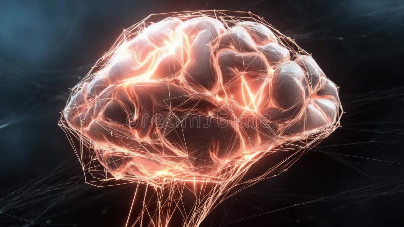 Futuristic Brain Illustration with Glowing Connections and Abstract ...
