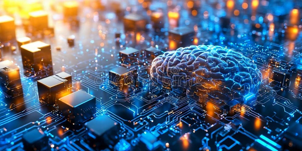 Smart Brain Integration: Advanced AI and Cybernetics Stock Illustration ...