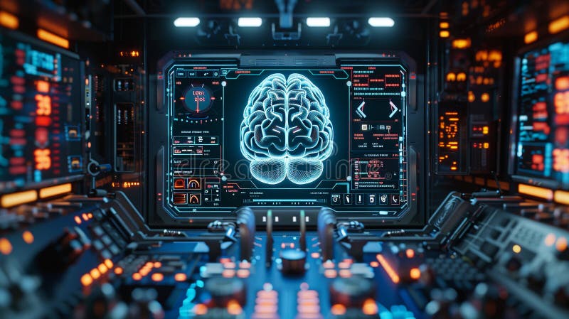 Futuristic Brain Interface Control Panel. AI Generated. Stock ...