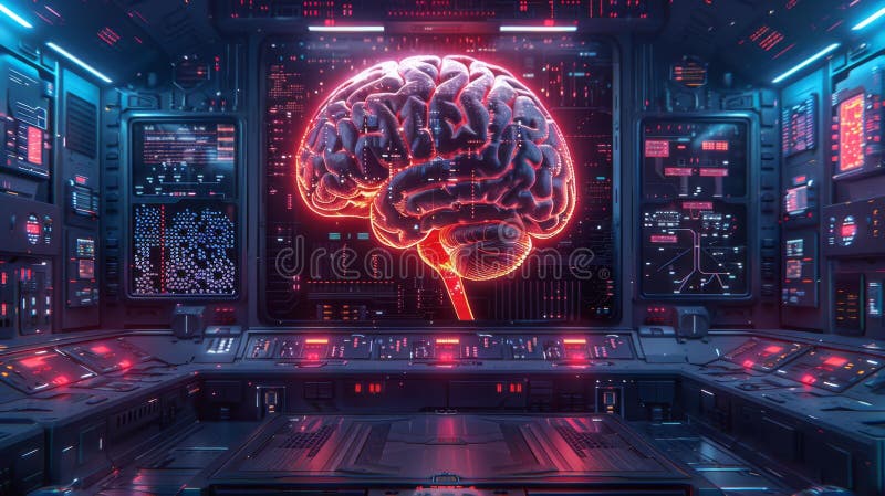 Futuristic Brain Interface in High-tech Control Room - Generative Ai ...
