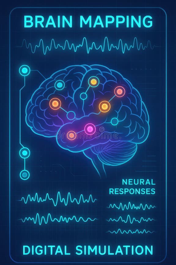 Futuristic Brain Mapping Illustration Depicting Neural Responses and ...