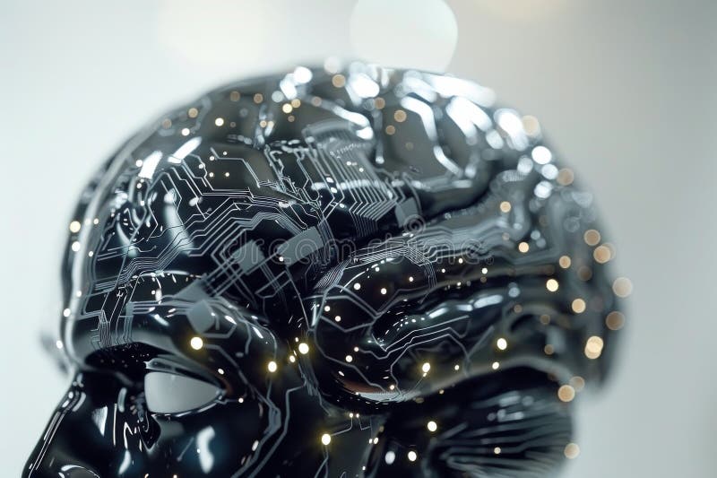 Futuristic Brain Model with Neural Circuitry and Glowing Elements ...