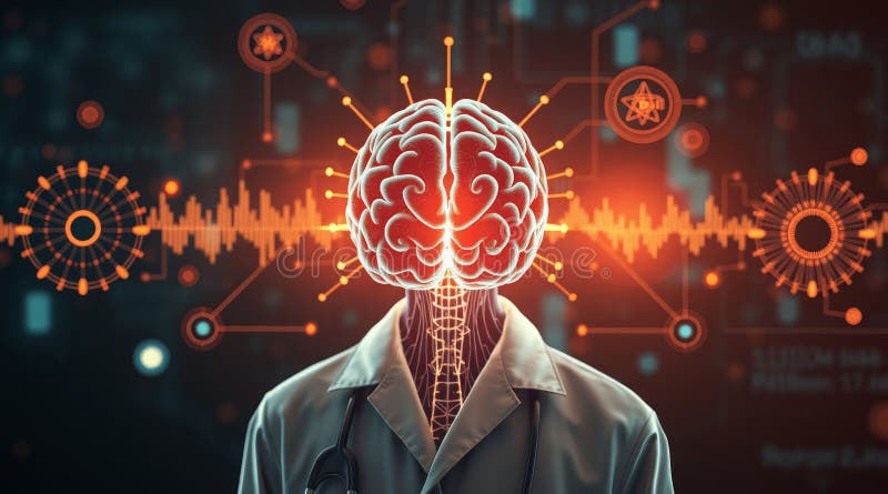 Futuristic Brain with Neural Connections and Data Visualization in a ...