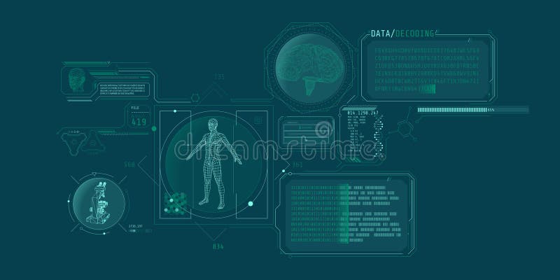 Futuristic Brain Research Program Interface with Data Decoding. Stock ...