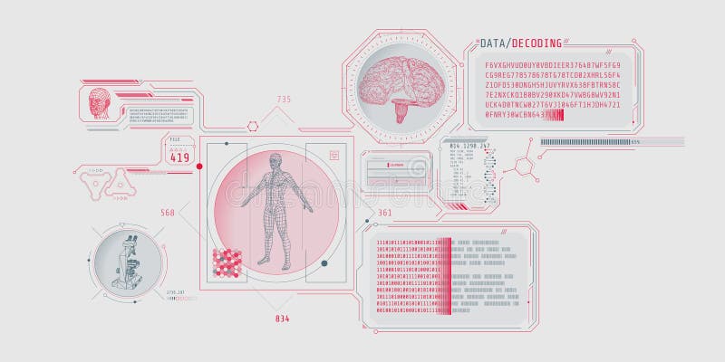 Futuristic Brain Research Program Interface with Data Decoding. Stock ...