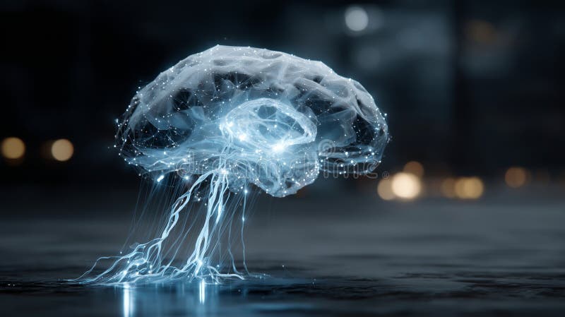 Futuristic Brain-shaped Digital Interface with Glowing Connections and ...