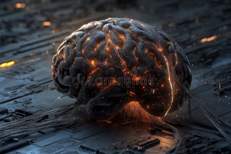 Futuristic Brain Simulation with Glowing Neural Connections on Tech ...