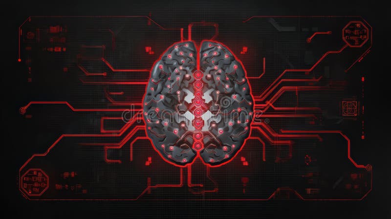 Futuristic Brain and Spinal Cord Stock Illustration - Illustration of ...