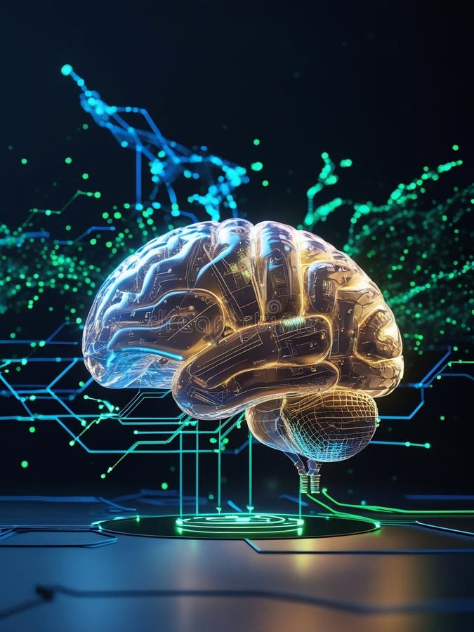 Futuristic Brain Technology Interface Artificial Intelligence Concept ...