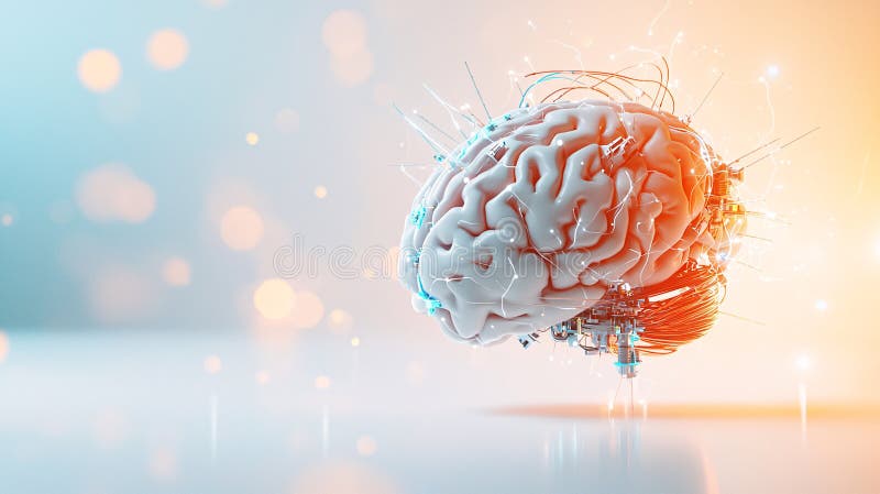 Futuristic Brain with Wires and Mechanical Parts Symbolizing Advanced ...