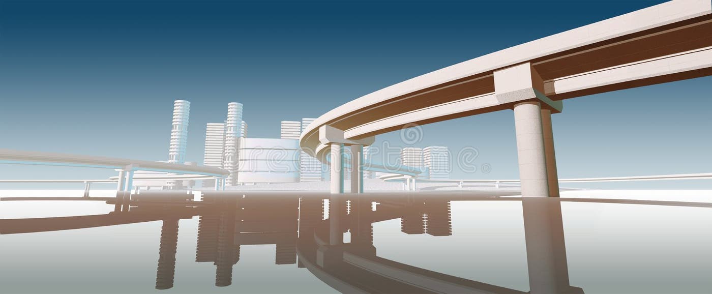 Futuristic City Bridge Stock Illustrations – 11,556 Futuristic City ...