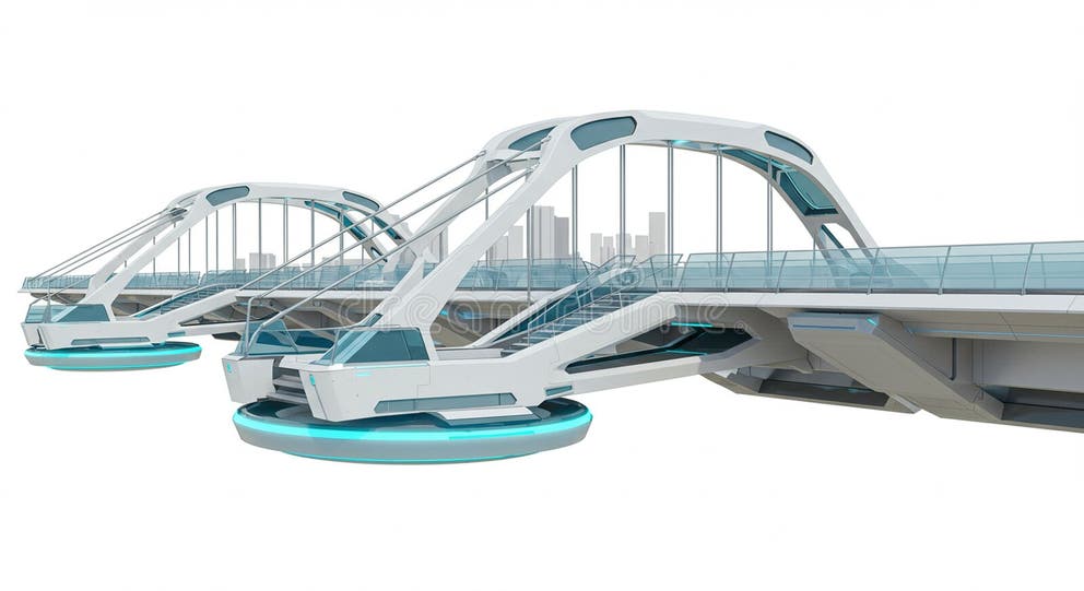 Futuristic Bridge Design Featuring Sleek, Arched Structures with Glass ...