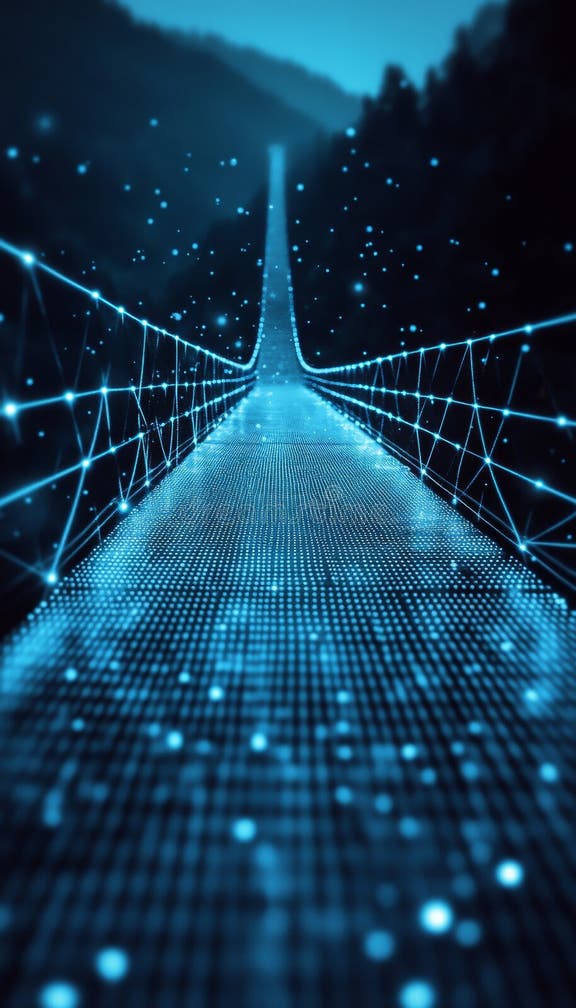 Futuristic Bridge of Light Digital Network Pathway in the Dark ...
