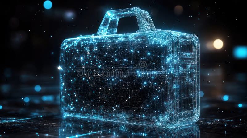 Futuristic Briefcase, Digital Network, Night City Lights Background ...