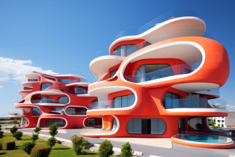 Futuristic Brightly Painted Multi-colored Building Stock Illustration ...