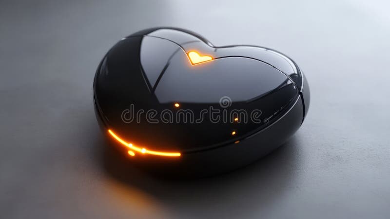 Futuristic Broken Heart: a Dark and Shiny 3D Render Stock Illustration ...