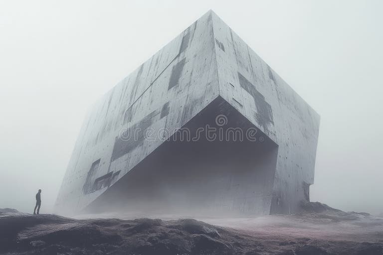 A Futuristic Brutalist Skyscraper with Massive Angular Structures, Raw ...