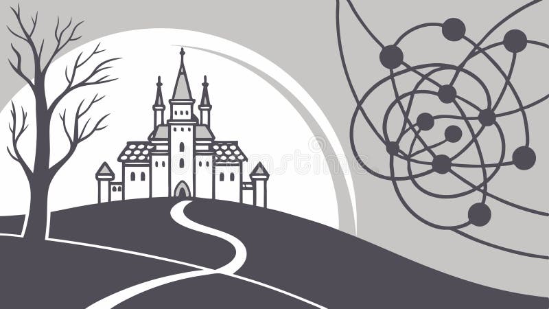 Futuristic Building with Atomic Structure, Science Innovation, Vector ...