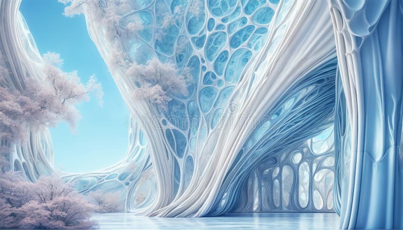 Futuristic Building. Biomorphous Architecture. Fantastic Decor Stock ...