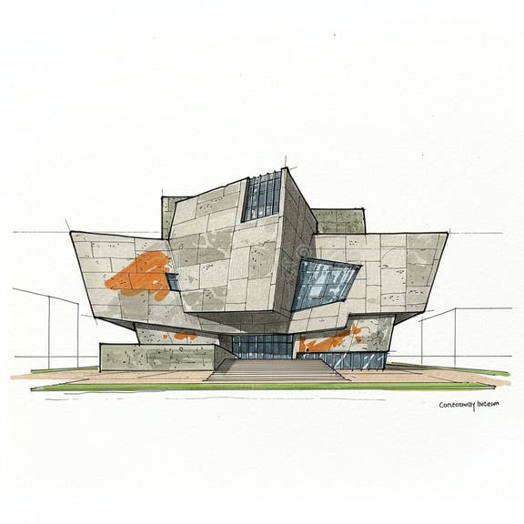 Futuristic Building with a Bold, Angular Design, Featuring Large ...