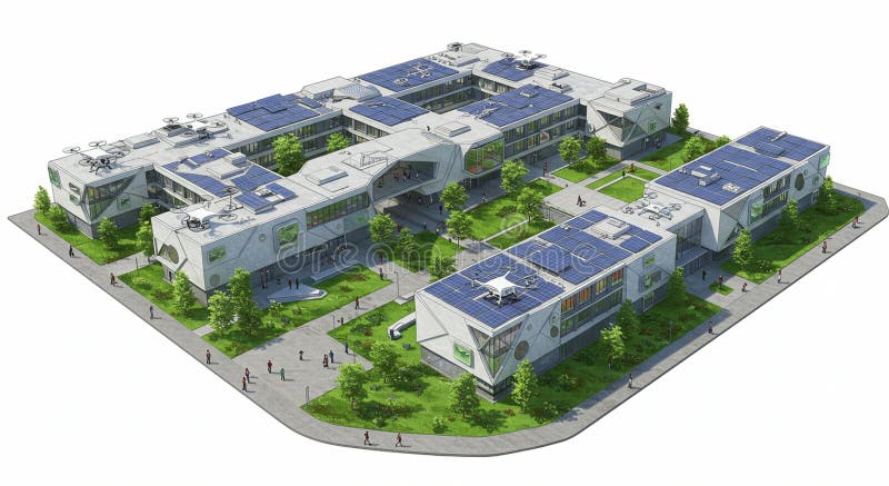 Futuristic Building Complex Featuring Multiple Interconnected ...