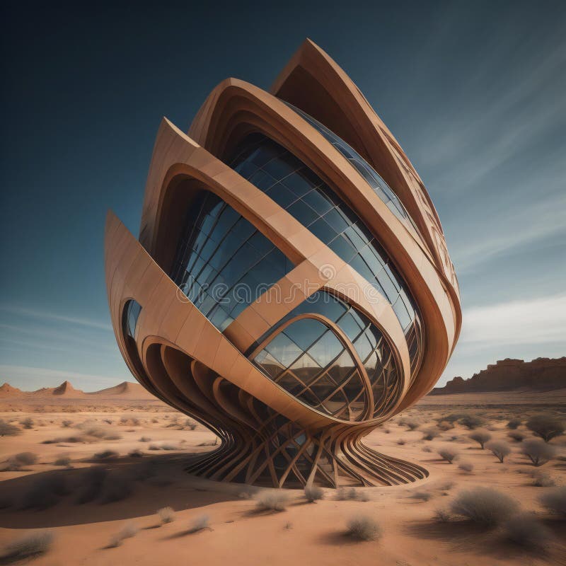 A Futuristic Building in the Desert with Blue Sky. Generative Ai Stock ...