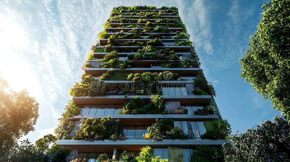 Futuristic Building Design with Vertical Garden and Solar Shading ...