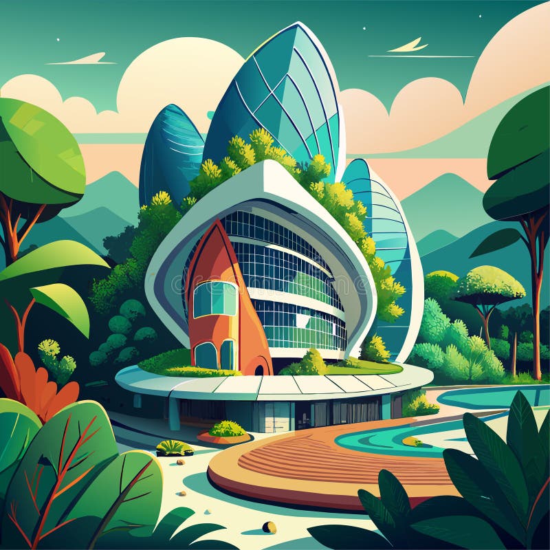 A Futuristic Building Designed with Nature in Mind, Showcasing Organic ...