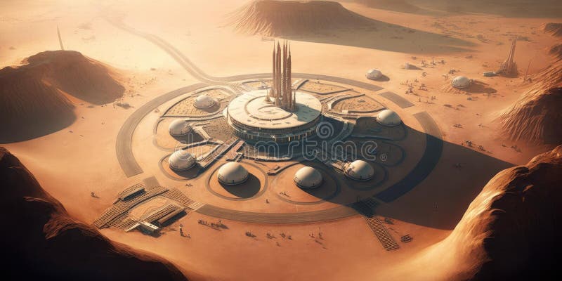 Futuristic Building Habitat on Mars Settlement from Sci-fi Novel Stock ...