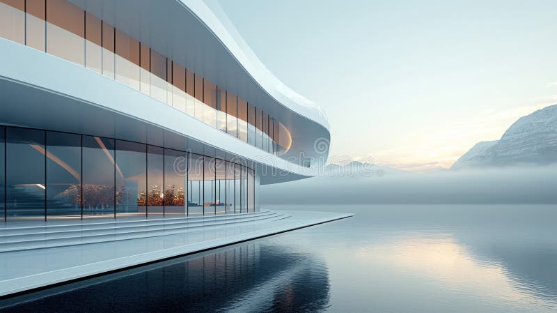 A Futuristic Building with a Large Glass Window on the Side, AI Stock ...