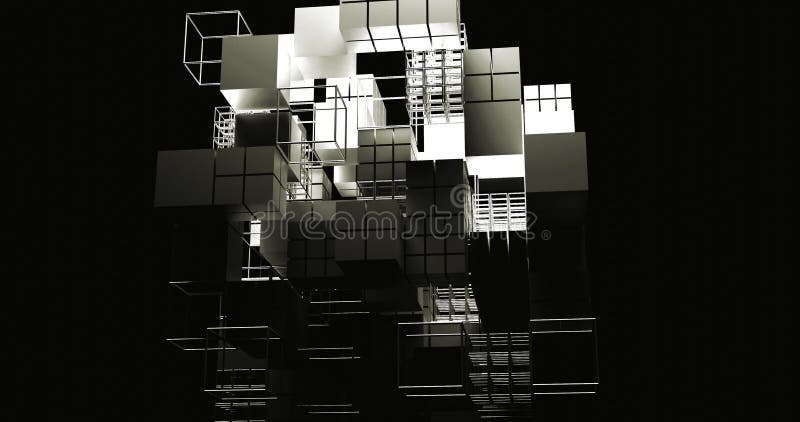 A Futuristic Building Made of Cubes. 4k Loop Animation Stock Footage ...