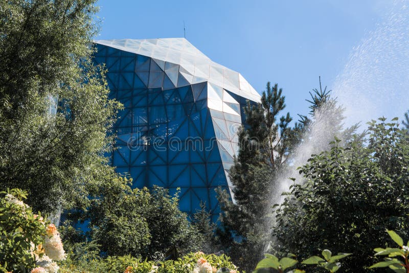 Futuristic Building Made from Transparent Materials in the Theme Park ...