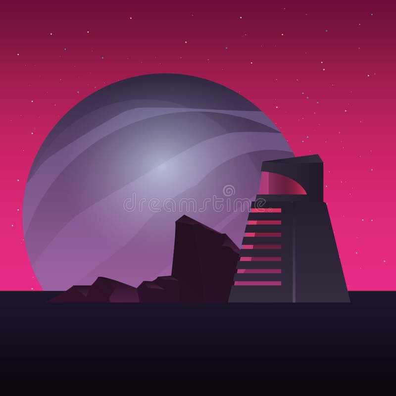 Futuristic Building Planet Space Construction Stock Vector ...