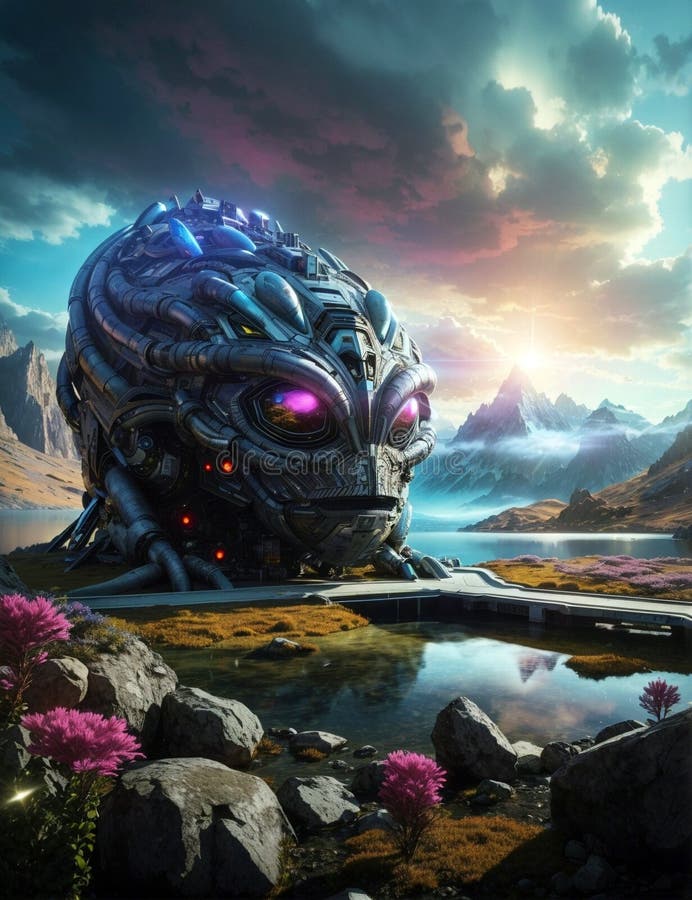 Futuristic Building in the Shape of Alien Creature, Space Base on Alien ...