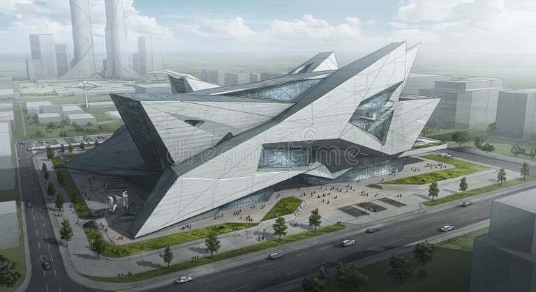Futuristic Building with Sharp, Angular Architecture, Resembling ...