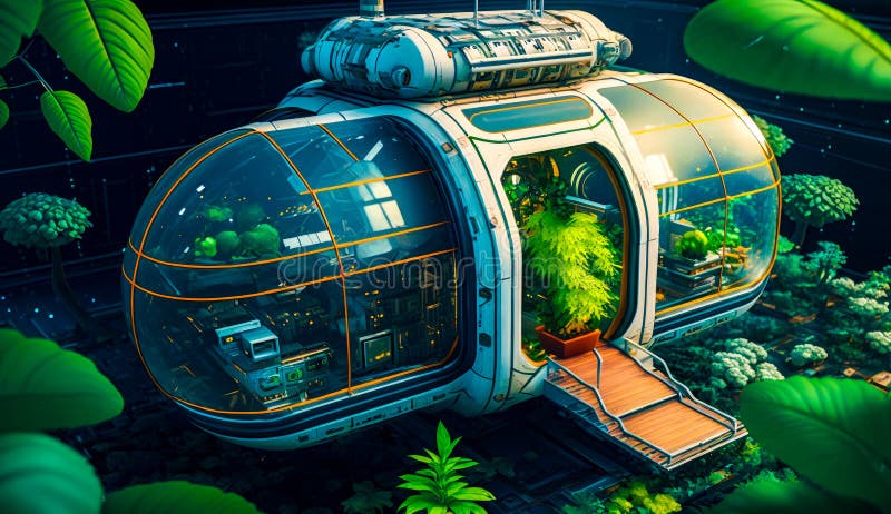 Futuristic Building Surrounded by Plants and Trees. Generative AI Stock ...
