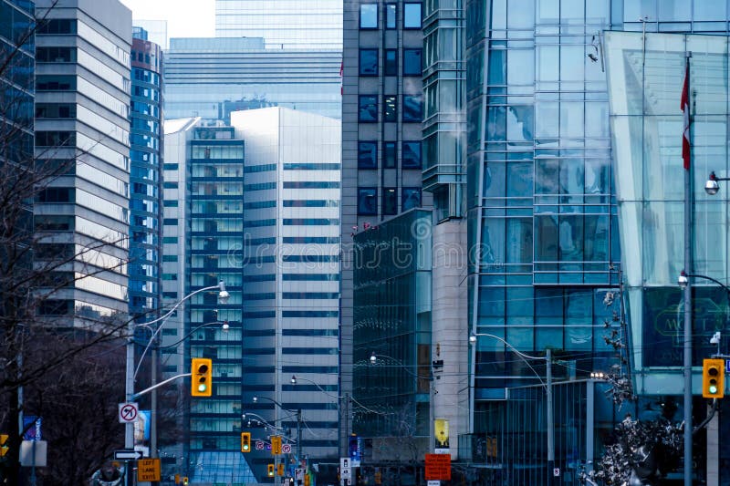 Futuristic Buildings (Toronto) Stock Image - Image of traffic, signal ...