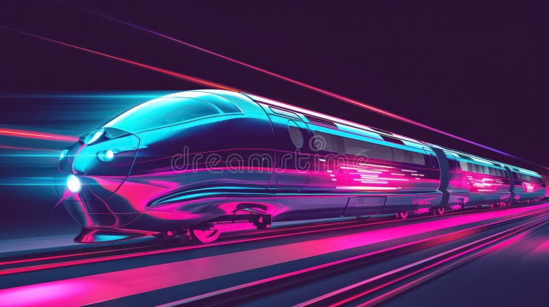 Futuristic Bullet Train, Fast Transportation Concept Stock Illustration ...