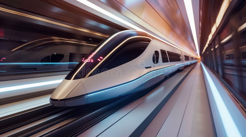 Futuristic Bullet Train, Fast Transportation Concept Stock Illustration ...
