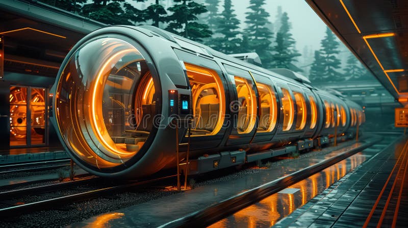 Futuristic Bullet Train, Fast Transportation Concept Stock Illustration ...
