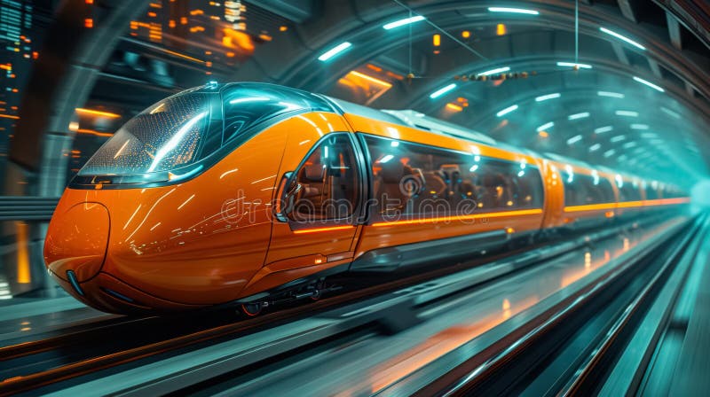 Futuristic Bullet Train, Fast Transportation Concept Stock Illustration ...