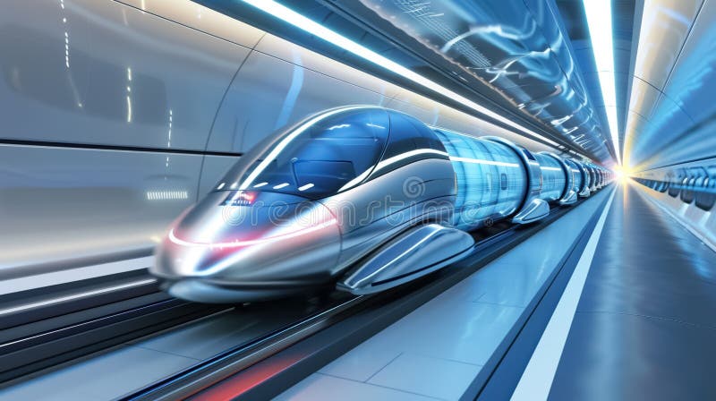 Futuristic Bullet Train, Fast Transportation Concept Stock Illustration ...