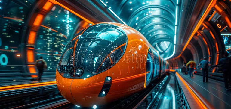 Futuristic Bullet Train, Fast Transportation Concept Stock Illustration ...