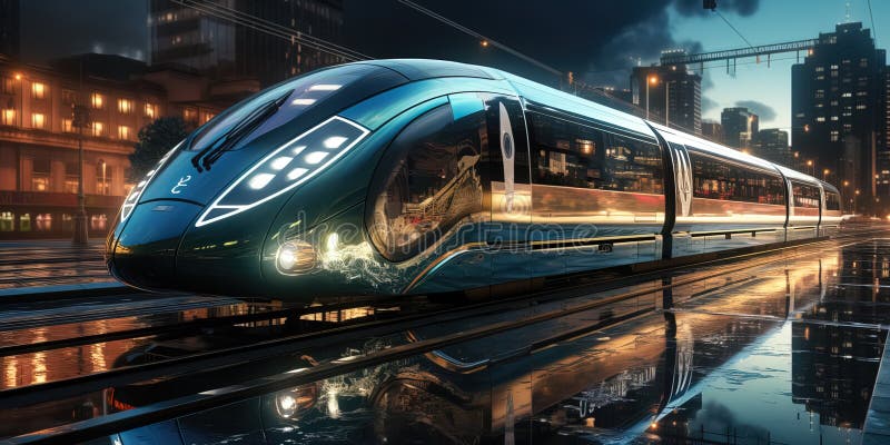 Futuristic Bullet Train, Fast Transportation Concept. Generative AI ...